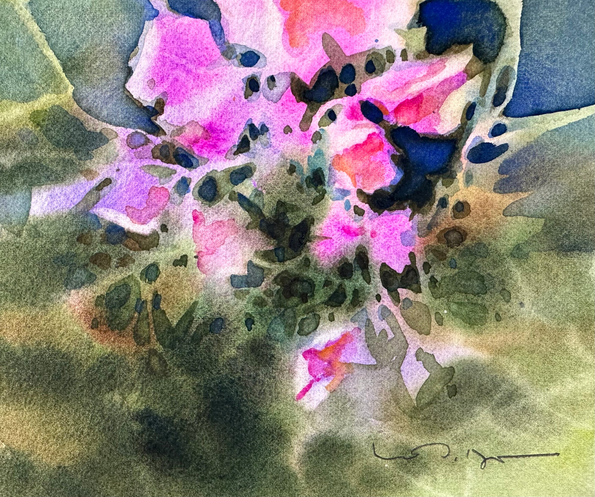 Tangled Pink Flowers - Demonstration Watercolour – Linda Kemp Fine Art